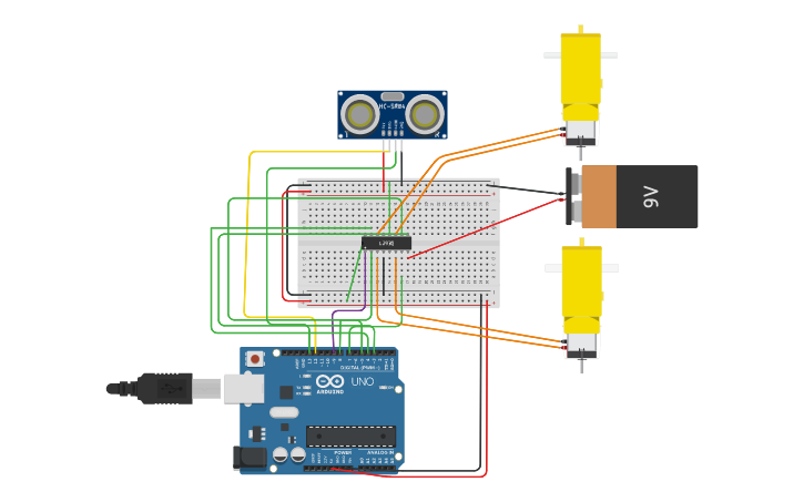 Circuit design Obstacle Avoidance Robot - Tinkercad