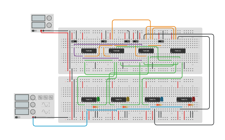 Circuit design Parallel in Serial Out Shift Register - Tinkercad