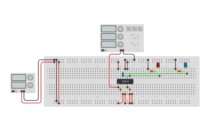 Circuit design 2-bit Asynchronous Up Counter | Tinkercad