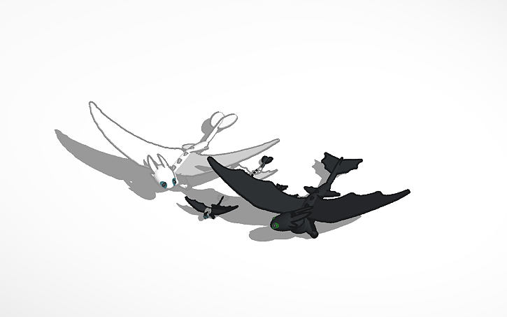 3D design Toothless, Light Fury, and their family - Tinkercad