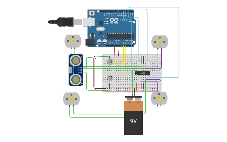 Circuit design Robot pengantar barang - Tinkercad