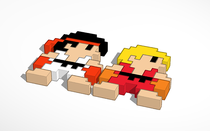 3D design 8-Bit Street Fighter Characters - Tinkercad