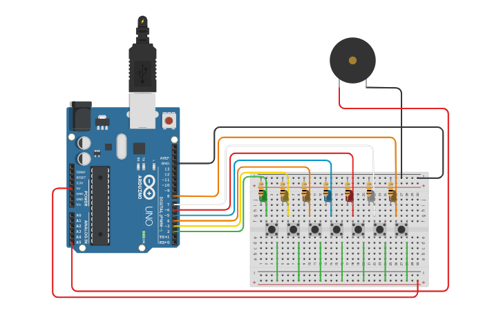 Circuit design Piano | Tinkercad
