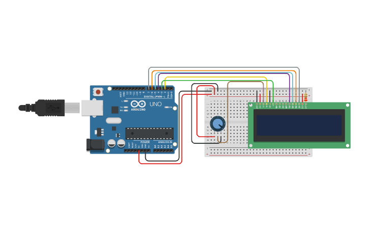 Circuit design LCD 16X2 - Tinkercad