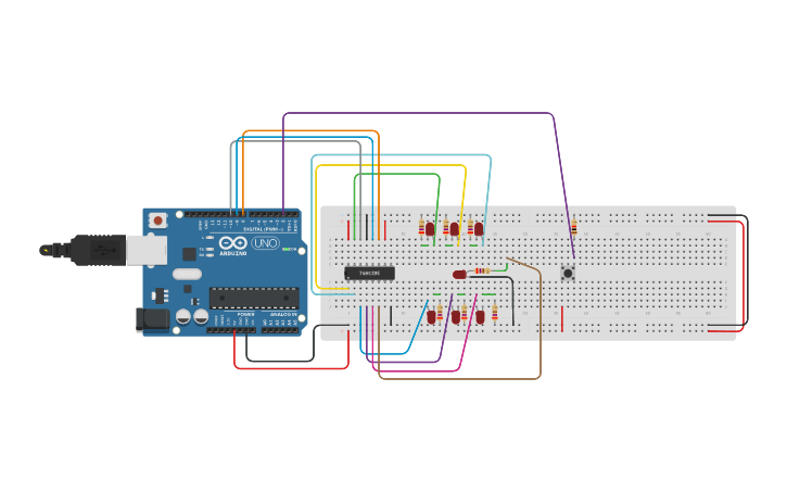 Circuit design Arduino Electronic Dice - Tinkercad