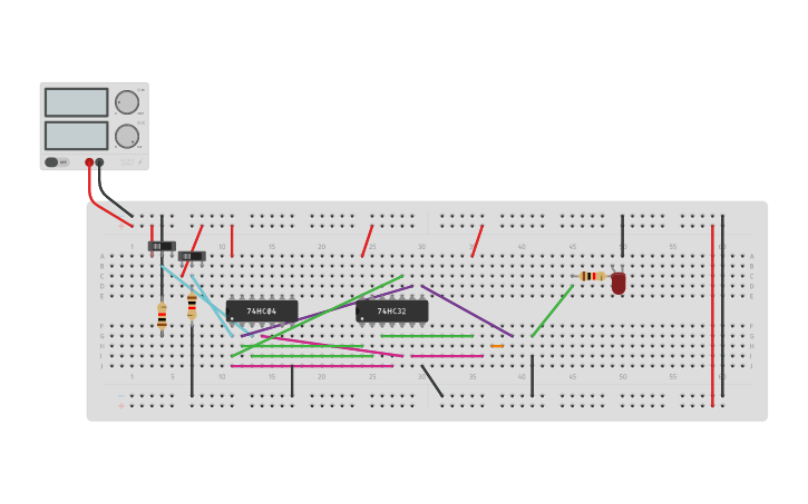 Circuit design ACTIVIDAD 2 CIRCUITO COMBINACIONAL CON LÓGICA DE UNO - Tinkercad