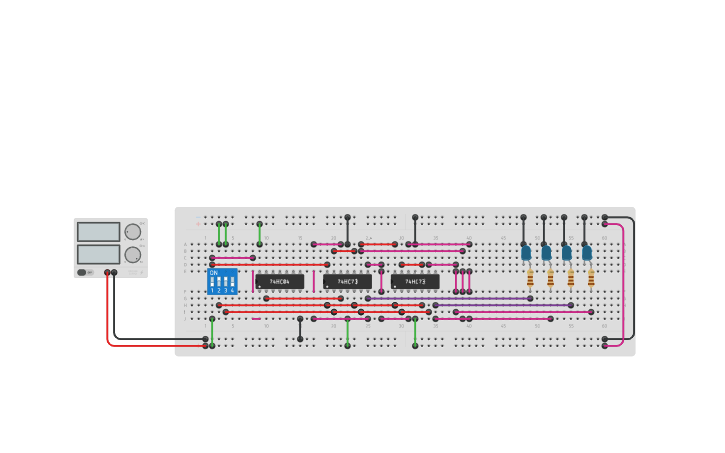 Circuit design Serial-in Parallel-out Shift Register - Tinkercad