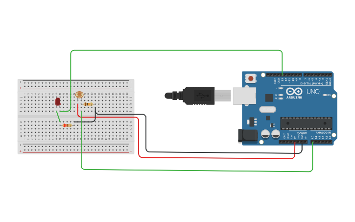 Circuit design LDR - Tinkercad