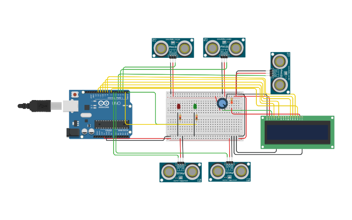 Circuit design SMART CAR PARKING | Tinkercad