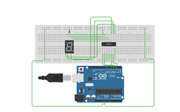 Circuit design 0 TO 9 DIGIT COUNTER - Tinkercad