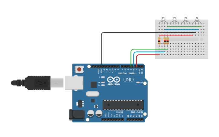 Circuit design RGB with Arduino - Tinkercad