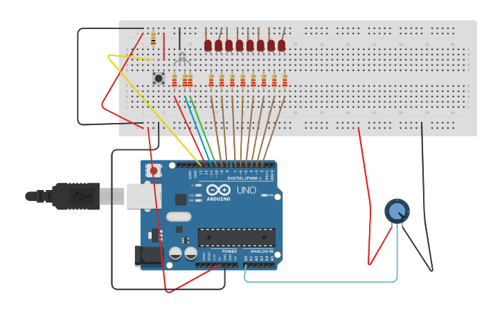 Circuit design Deuxième partie bouton poussoir | Tinkercad
