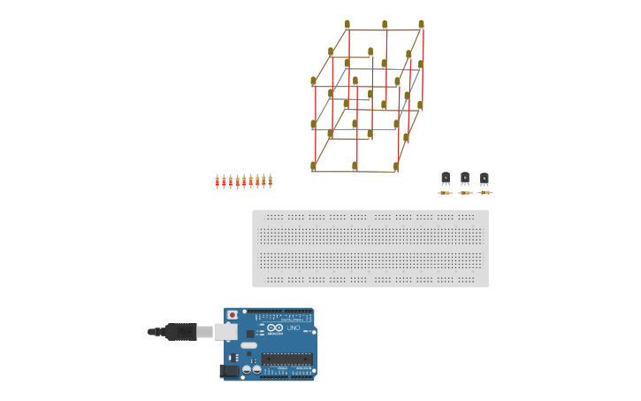 Circuit design Alumnos - Montaje cubo de LEDs | Tinkercad