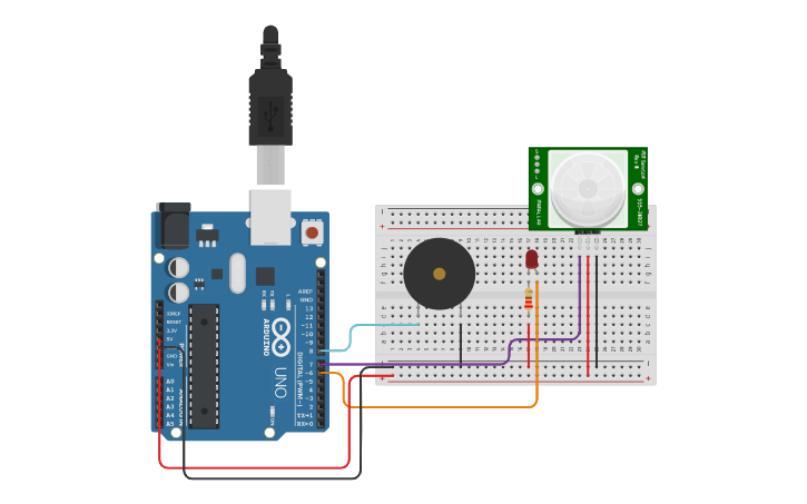 Circuit Design Sensor Pir Buzzer Y Arduino Tinkercad