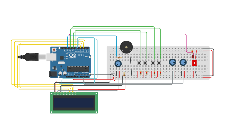 Circuit design LCD-Speaker Button System - Tinkercad