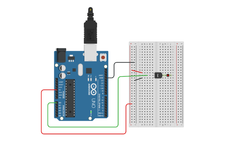 Circuit design Temperature Sensor | Tinkercad