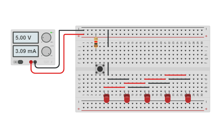 Circuit design Circuito 2: acionamento de leds em paralelo - Tinkercad