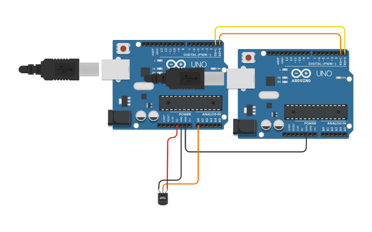Circuit design Serial Communication - Tinkercad