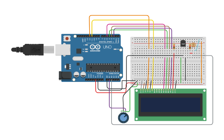 Circuit design Sensor de Luminosidade+temperatura+umidade - Tinkercad