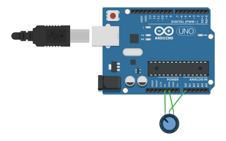 Circuit design potenciometr | Tinkercad