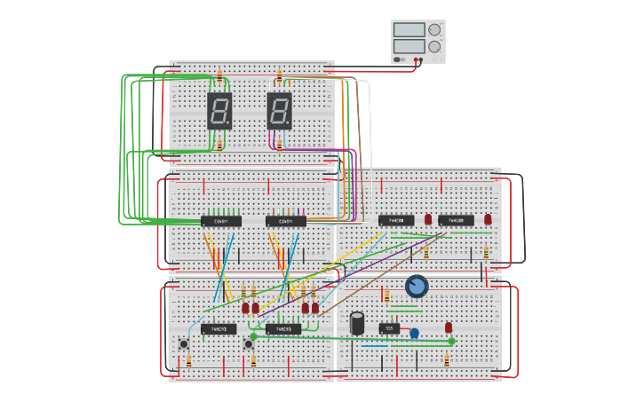 Circuit design CD4511_74hc93 | Tinkercad