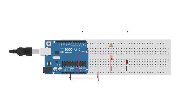 Circuit design Allumer une Led via photorésistance - Tinkercad