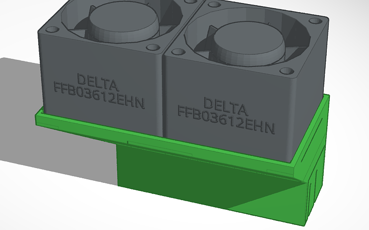 3D design NVIDIA Tesla P4 Duct for 2*36x36x28 Fans - Tinkercad