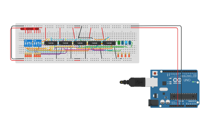 Circuit Design Sumador 3 Bits Tinkercad