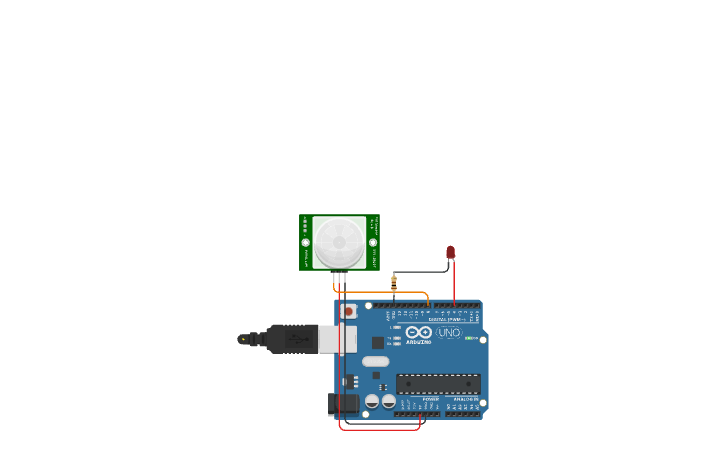 Circuit design praktikum 4 - PIR sensor | Tinkercad