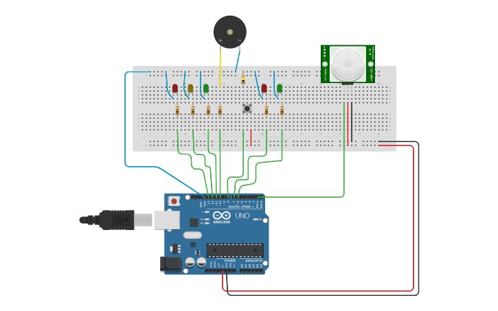 Circuit design semafaro-sonoro - Tinkercad