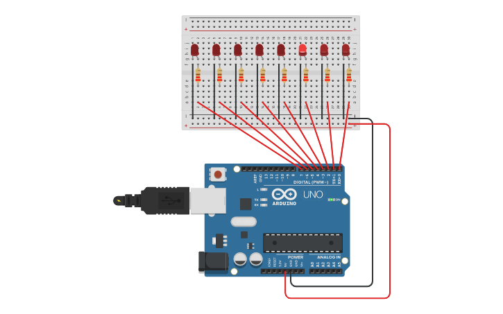 Circuit design Binary - Tinkercad