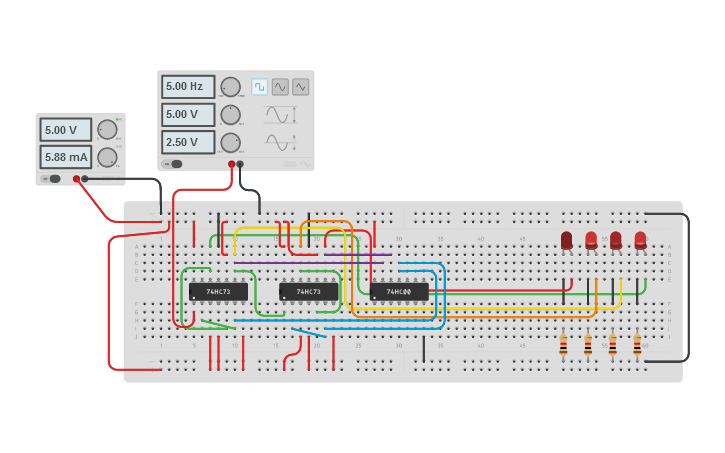 Circuit design Decade Counter - Tinkercad