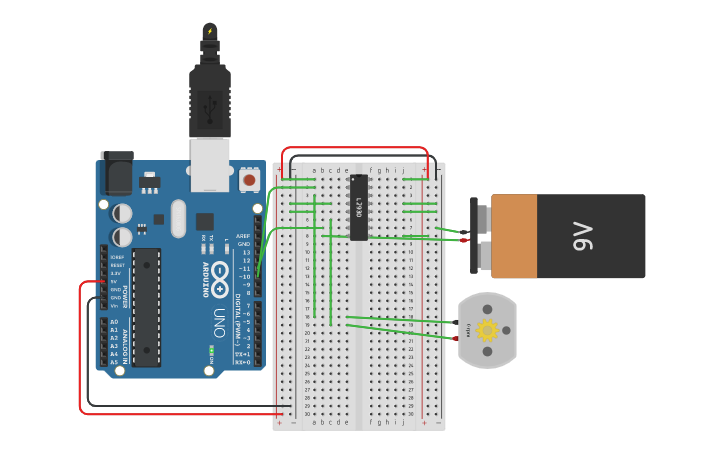 Circuit design motor speed | Tinkercad