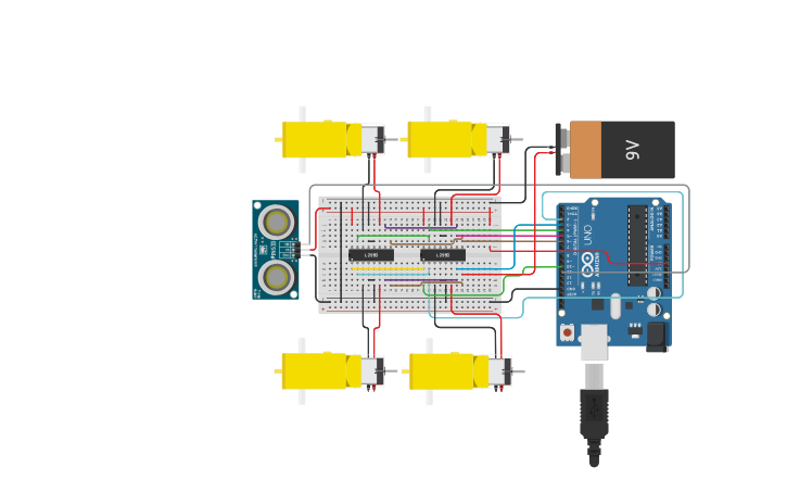 Circuit Design Obstacle Avoidance Robot Circuit Tinkercad