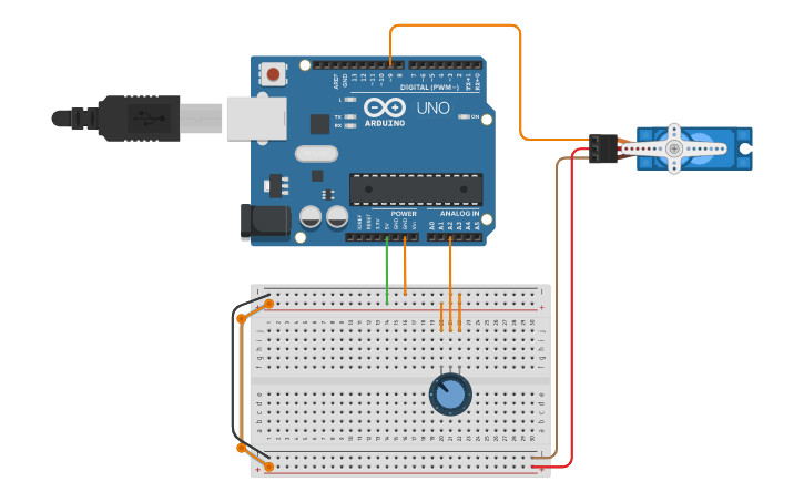 Circuit Design 4 10 2 Control Servo With Potentiometer Tinkercad