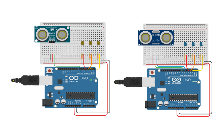 Circuit design Sensor ultrasonico | Tinkercad
