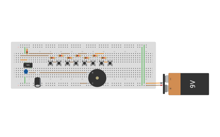 Circuit design Organo Electriconico con NE555 | Tinkercad