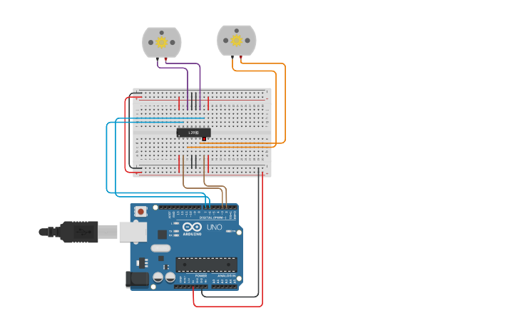 Circuit design Motores CC - Tinkercad