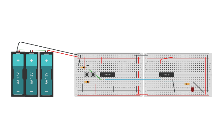 Circuit design pull up y pull down down compuertas AND Y OR | Tinkercad