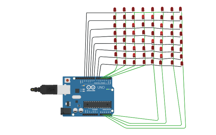 Circuit design 8*8 Led Matrix - Tinkercad