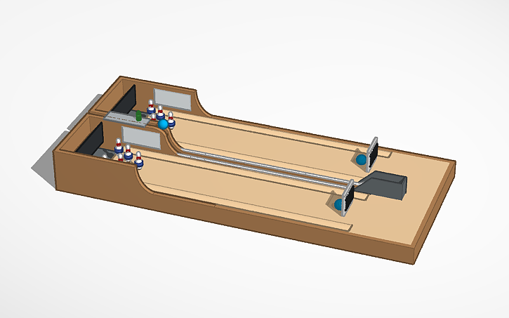 3D design Tinkercad old fashioned 5 pin bowling - Tinkercad