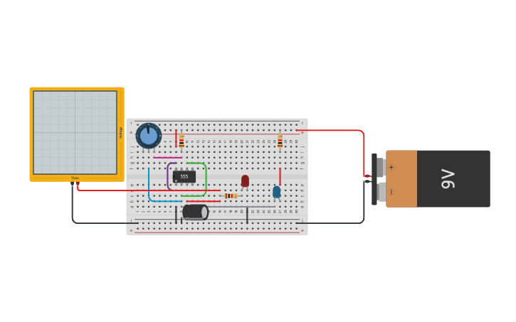 Circuit design 555 Aestable (Circuito-Pulsador) - Tinkercad