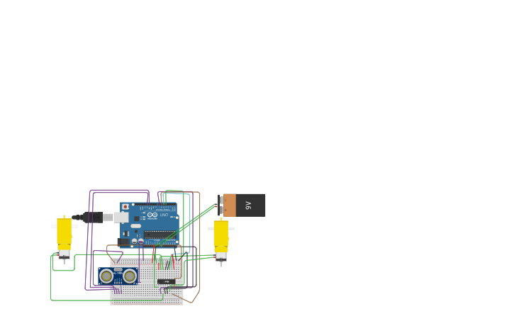 Circuit design ROBOTIC CAR WITH ULTRASONIC SENSOR - Tinkercad