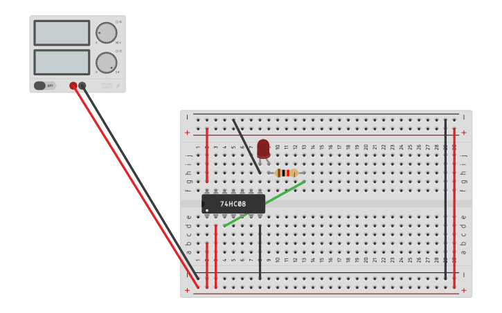 Circuit design IC 7408 - Tinkercad