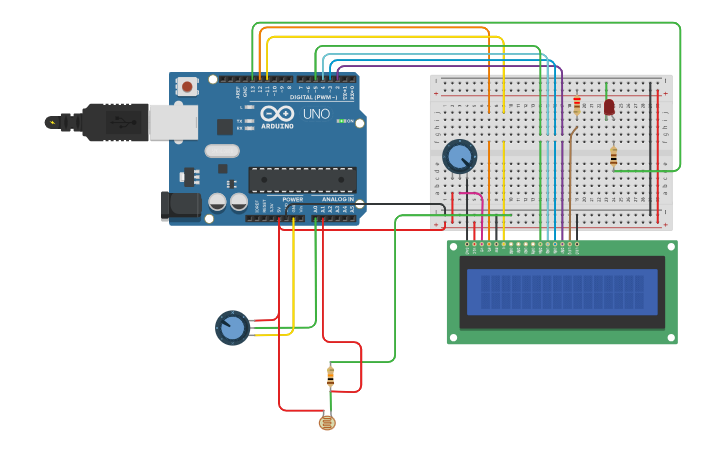 Circuit design đèn ngủ thông minh - Tinkercad