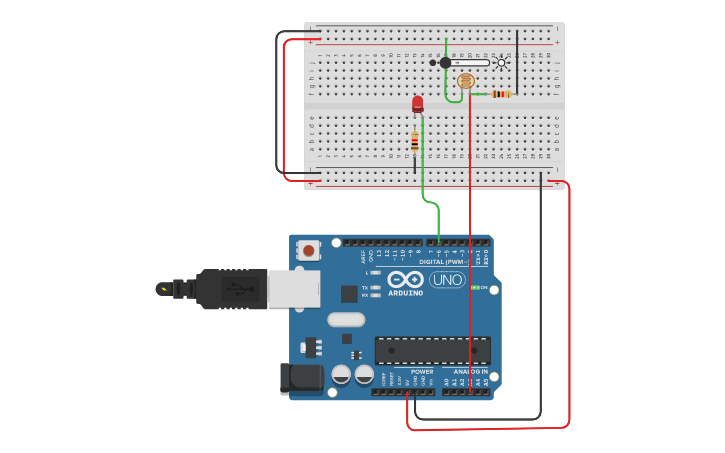 Circuit design Autoglowing LED - Tinkercad