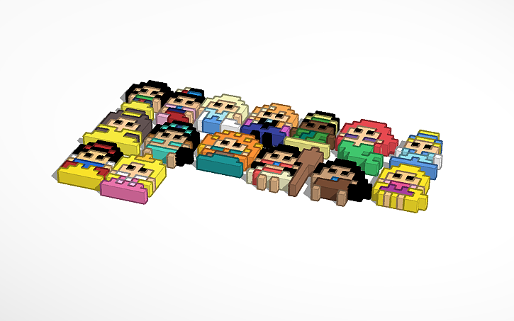 3D design 8-Bit Disney Princesses - Tinkercad