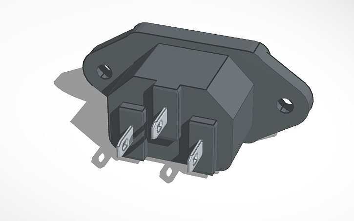 3D design IEC 320 C14 Power Plug Connector AC 250V 10A - Tinkercad