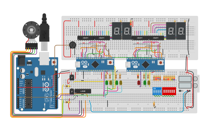 Circuit design Quadratic encoder a+b+ wireless study - Tinkercad