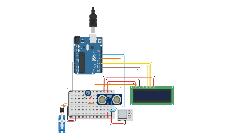 Circuit design Automatic Car Parking Lot By Anas Khan | Tinkercad